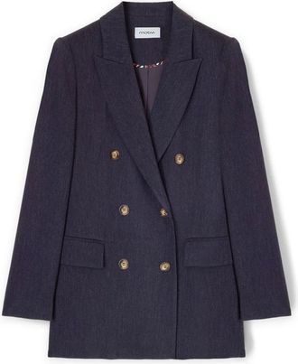 Motivi Femme, Vestes, Bleu, Taille: 44 FR Veste longue à double boutonnage