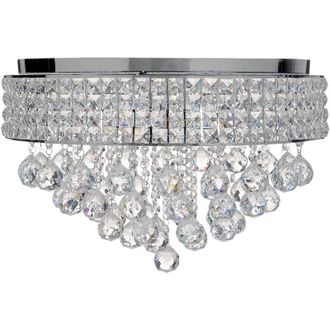 Beliani Lustre Plafonnier &Eacute;clairage Salon Salle &agrave; Manger en M&eacute;tal Argent&eacute; avec Cristaux de Verre Finition Chrom&eacute;e Cedeira