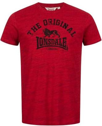 Lonsdale T-Shirt à Manches Longues pour Homme Coupe Droite, Rouge Marine/Noir, XXL