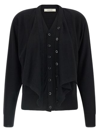 Christophe Lemaire Wool-Acrylic Blend with Trompe-lOEil Design Cardigan - Black