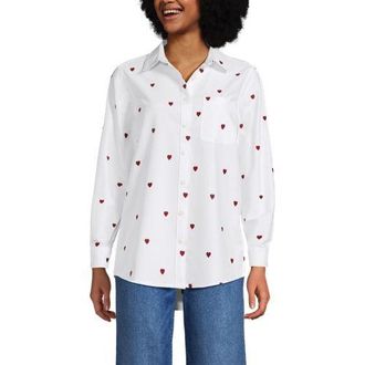 Lands End Langarm Oxford-Hemdbluse, Damen, Gr&ouml;&szlig;e:48-50 regular, Wei&szlig;, Baumwolle, by Lands End