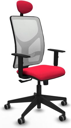 Piqueras y Crespo B&uuml;rostuhl, rot, mit 1D-Armlehnen, h&ouml;henverstellbarer Lendenwirbelst&uuml;tze und festem Kopfteil, ausgestattet mit Sincro 3 Positionen und Schneideschaum, 