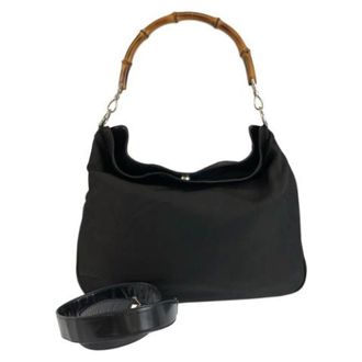 Gucci Pre-owned Sacoche Bamboo Nylon 2way - Femme - Pre-owned - Noir - Taille: ONE Size