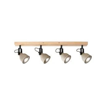 Luce-Ambiente-Design Kisa wall lamp with wooden base and four diffusers in natural cement