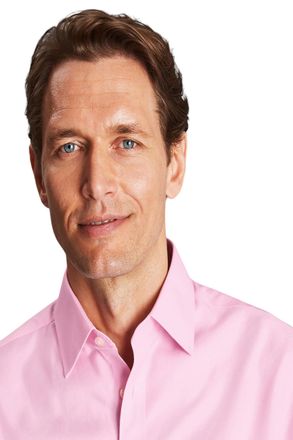 CHARLES TYRWHITT Bügelfreies Twill-Hemd - Himmelblau Knopfmanschette