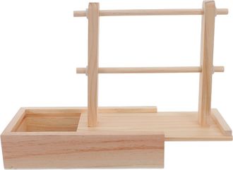 Lurrose 1 Set Doppelgarnhalter aus Holz - Abnehmbarer Garnorganizer mit Nadel- und Fadenaufbewahrungsbox - Garnrollenhalter f&uuml;r Bastler
