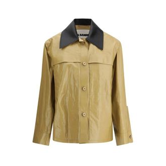 Jil Sander Veste de sport en lin enduit contemporaine - Femme - Vestes - Jaune - Taille: 30 FR