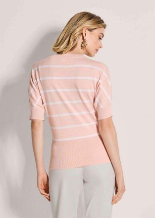 Madeleine Strickpullover Ringelpullover im maritimen Look Halbarmshirt mit markantem Rippenbund und U-Boot-Ausschnitt