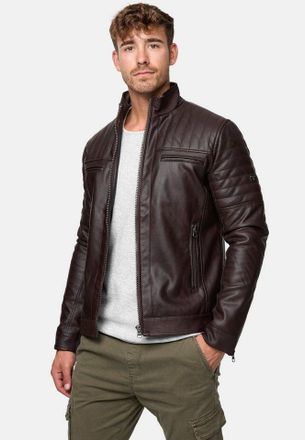 Indicode Lederimitatjacke Herren Brook &Uuml;bergangsjacke Herrenjacke mit stilvollen Applikationen