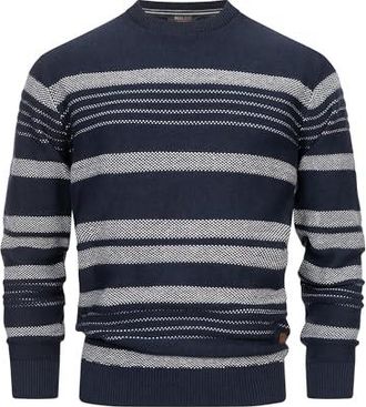 Indicode Hommes INScott Sweater | Pull à Motif avec col Rond Dark Navy XL
