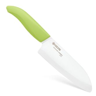 Kyocera GEN GREEN Keramik Santokumesser | Klinge 14 cm | ergonomisch geformter Griff | extrem scharfes Küchenmesser | Kochmesser Profi Messer | Fleischmesser 
