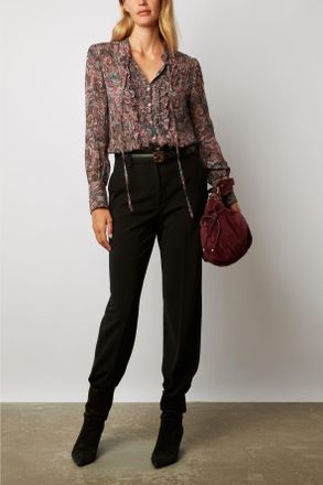 Gerard Darel Chemise en mousseline &agrave; jabot imprim&eacute; cachemire - CLEO - Rose vif