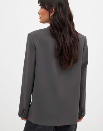 NA-KD blazer oversize crois&eacute; gris