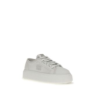 Miu Miu Womens White Polyamide Platform Sneakers
