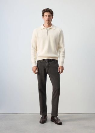Mango Polo en jersey, m&eacute;lange laine et coton, c&ocirc;tel&eacute; blanc cass&eacute; - Homme - XXL - MANGO MAN