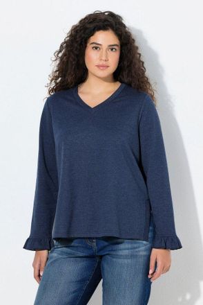 Ulla Popken Sweatshirt Sweatshirt lange Seitenschlitze V-Ausschnitt