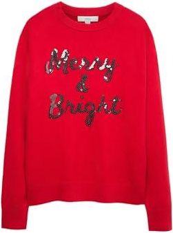 Marks and Spencer Pull &agrave; col Rond en Maille l&eacute;g&egrave;re avec Texte orn&eacute; de Sequins Femmes XL