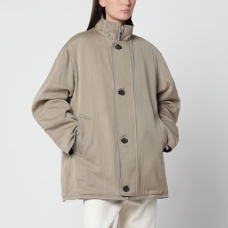 Auralee Kurzer wendbarer Mantel in Beige/Schwarz aus Wolle
