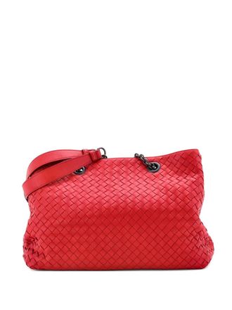 Bottega Veneta sac cabas Double Chain Intrecciato Nappa Medium - Rouge