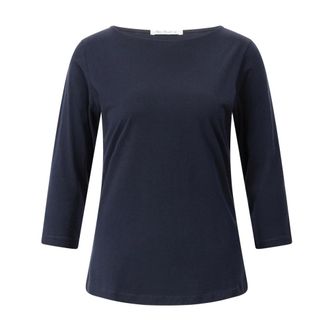 Stefan Brandt Klassisches Baumwoll-T-Shirt mit 3/4 &Auml;rmeln - - Tops - Damen - Blau - XL