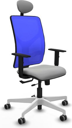 Piqueras y Crespo B&uuml;rostuhl mit 1D-Armlehnen, h&ouml;henverstellbarer Lendenwirbelst&uuml;tze und festem Kopfteil, ausgestattet mit Syncro/Traslack und Schneideschaum, Blau/Hellg