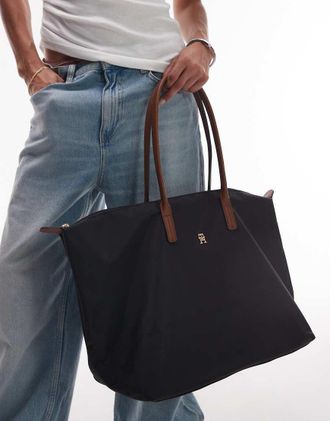 Tommy Hilfiger Essential - Grand sac port&eacute; &eacute;paule - Noir-Rouge