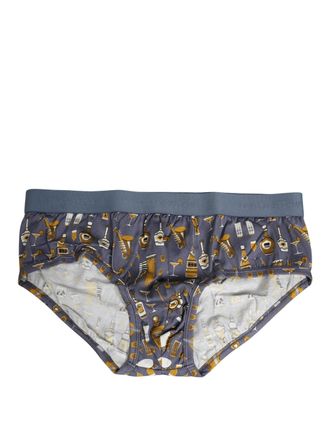Dolce & Gabbana Gray Jazz Cocktail Men Brando Brief Underwear Patterned Cotton Clothing