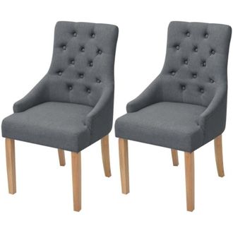 vidaXL Vidaxl - Chaises à manger lot de 2 gris foncé tissu