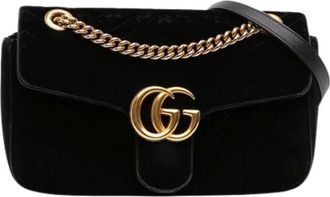 Gucci Sac bandouli&egrave;re matelass&eacute; en velours Pre-owned - Femme - Pre-owned - Noir - Taille: ONE Size