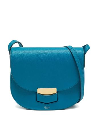 Celine sac &agrave; bandouli&egrave;re Trotteur en cuir petit format (2017) - Bleu