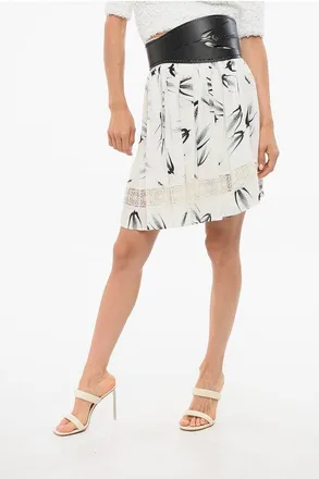 Elisabetta Franchi Flared Pleated Skirt with Needlework size 40