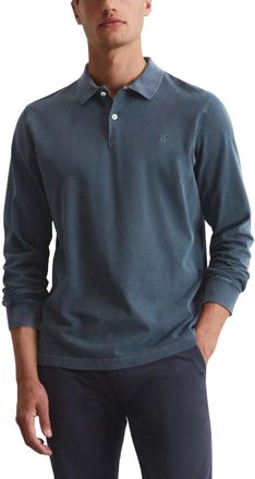Marc O'Polo Herren Langarm-Poloshirt aus Bio-Baumwolle Regular Fit, Blau (Dark Navy), XS