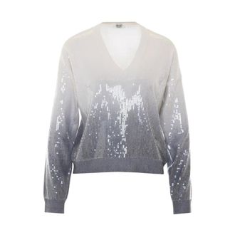 Liu Jo Strickpullover mit D&eacute;grad&eacute;-Effekt und Pailletten - - Knitwear - Damen - Grau - L