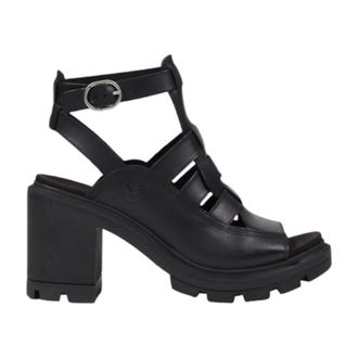 Timberland Femme, Chaussures, Noir, Taille: 39 EU Sandales noires en cuir avec boucle