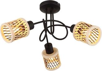 Globo Lighting Deckenleuchte Deckenlampe Wohnzimmerlampe Metall Bambus Schwarz matt D 40 cm