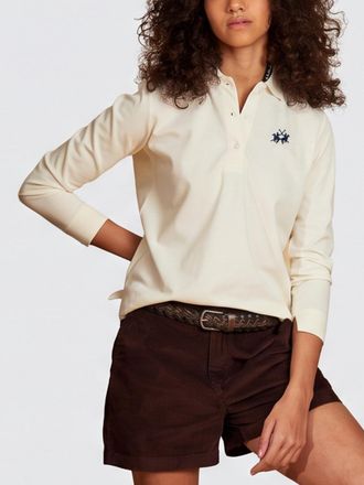 La Martina Lang&auml;rmeliges Poloshirt aus Baumwolljersey mit gesticktem Logo