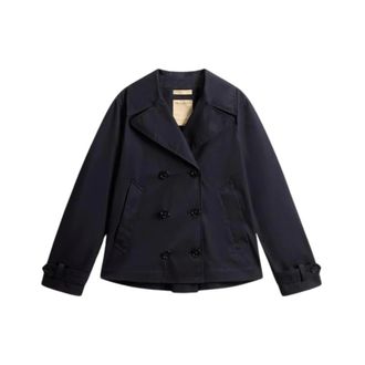 Woolrich Femme, Manteaux, Bleu, Taille: 40 FR Tech Cotton Peacoat