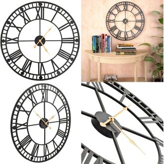vidaXL Wanduhr Vintage mit Quarzwerk Metall 60 cm xxl - Wanduhr - Wanduhren - Home & Living - Schwarz