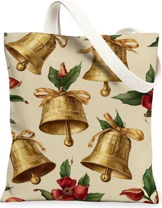 Generic Bell Sacs fourre-tout en toile r&eacute;utilisables &agrave; motif floral vintage l&eacute;ger lavable pour salle de sport, voyage, pique-nique 33 x 38 cm