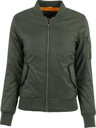Urban Classics Damen Basic Bomber Jacket - Klassische &Uuml;bergangsjacke im Regular Fit mit &Auml;rmeltasche, Rei&szlig;verschluss und kontrastfarbenem Innenfutter f&uuml;r Streetwear &