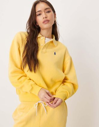 Polo Ralph Lauren Sweat style maillot de rugby &agrave; logo embl&eacute;matique - Jaune clair
