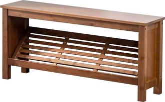 Generic Aufbewahrungsbank Aus Holz for Den Eingangsbereich - 2-stufiges Schuhregal Mit Gepolsterter Sitzfläche, Bank Im Vintage-Stil In Kastanienbraun Und Wal