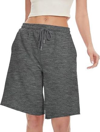Generic Bermuda classique en jersey de coton pour femme - Taille élastique - Cordon de serrage - Confortable - Short de pyjama pour la gym, la course à pied, 