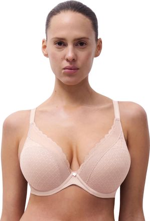 Chantelle T-Shirt-BH CHANTELLE NORAH CHIC, Damen, Gr. 65, Cup F, soft pink, Obermaterial: 75% Polyamid, 25% Elasthan, BHs T-Shirt-BH, T&uuml;ll, blickdichtes Gewebe