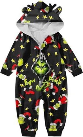 Generic Le Grinch Pyjama Noel Famille De Grinch Coton Garcon Vetement Homme Noël Femme Ensembles The Hiver Assorti Chaud Et Doux Adulte Deguisement Enfant Ens