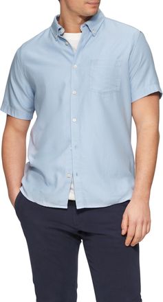 s.Oliver Regular Fit: Kurzarm-Hemd aus Lyocellmix mit Button-Down-Kragen