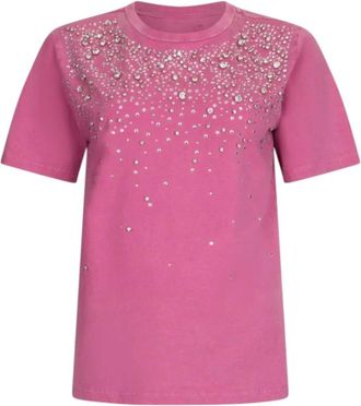 Liu Jo Femme, Tops, Rose, Taille: 38 FR T-shirt avec pierres pr&eacute;cieuses