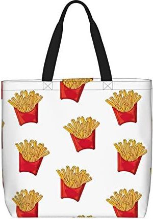 Generic Sac Fourre-Tout Motif De Frites Mignonnes Sac &Agrave; Dos Lavables Pliable Sacs &Agrave; Main, Pour Burea, Voyage, Tous Les Jours, Shopping