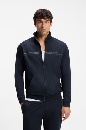 HUGO BOSS Sweatjacke BOSS Authentic, Herren, Gr. XXL, dunkelblau 404, Sweatware, Obermaterial: 100% Baumwolle, regular fit normal, B&uuml;ndchen, Sweatjacken Sweatja