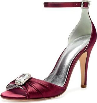 Generic Femmes &Agrave; Talon Haut &Eacute;l&eacute;gant Mari&eacute;e Stylet Talons Et&eacute; Talon Mariage Soir&eacute;e Chaussures Femmes 10.5Cm,Burgundy,39 EU